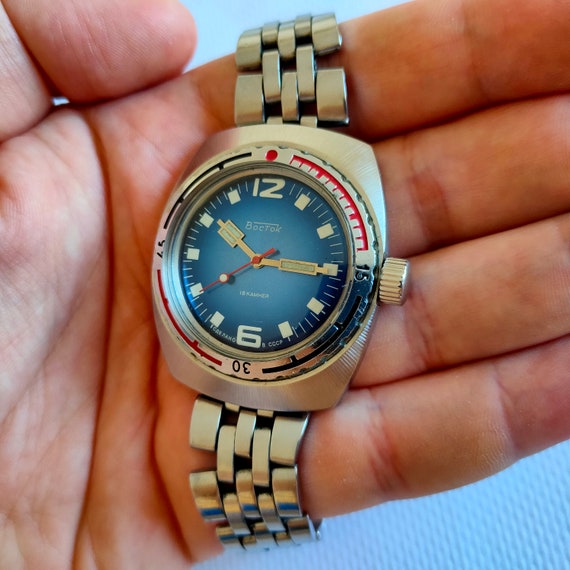Rare Vostok Amphibian watch, blue watch, orologi vost… - Gem