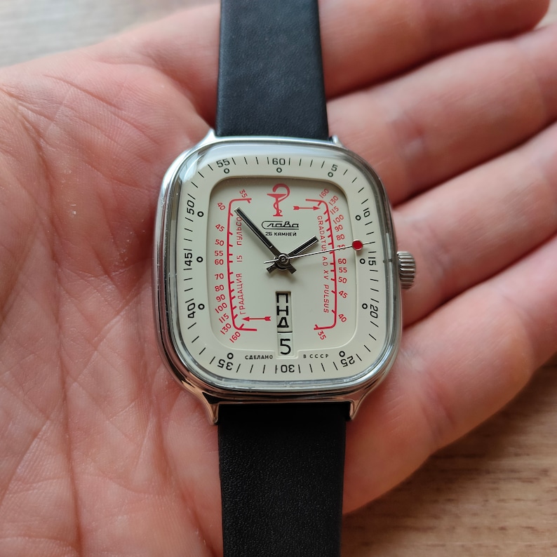 NOS NEW Pulsometer Watch Slava Medical, Rare Soviet Watch With Pulsometer Scale, Mechanical ...