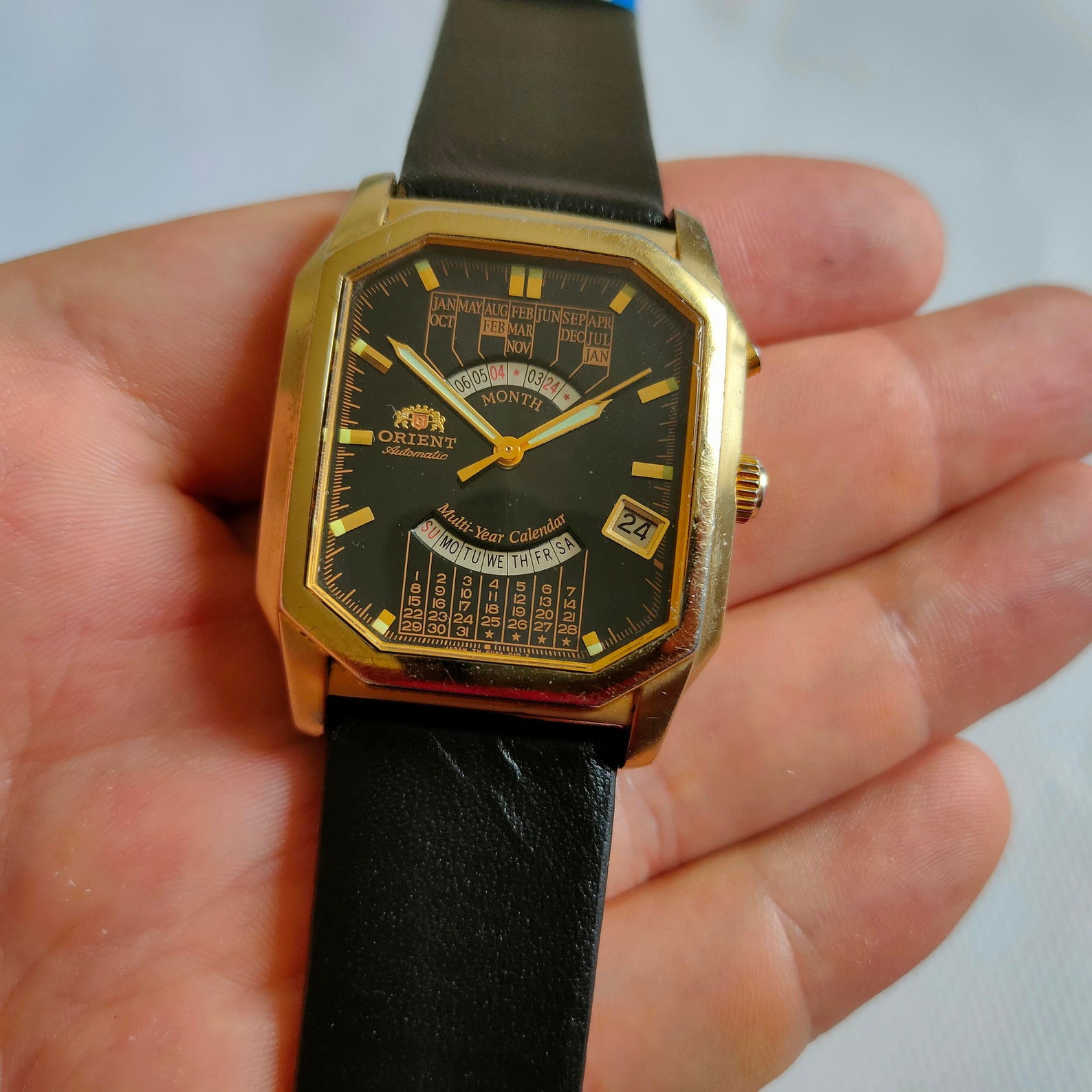 Vintage Orient College Watch, Perpetual Calendar Watch, Japan Watch ...