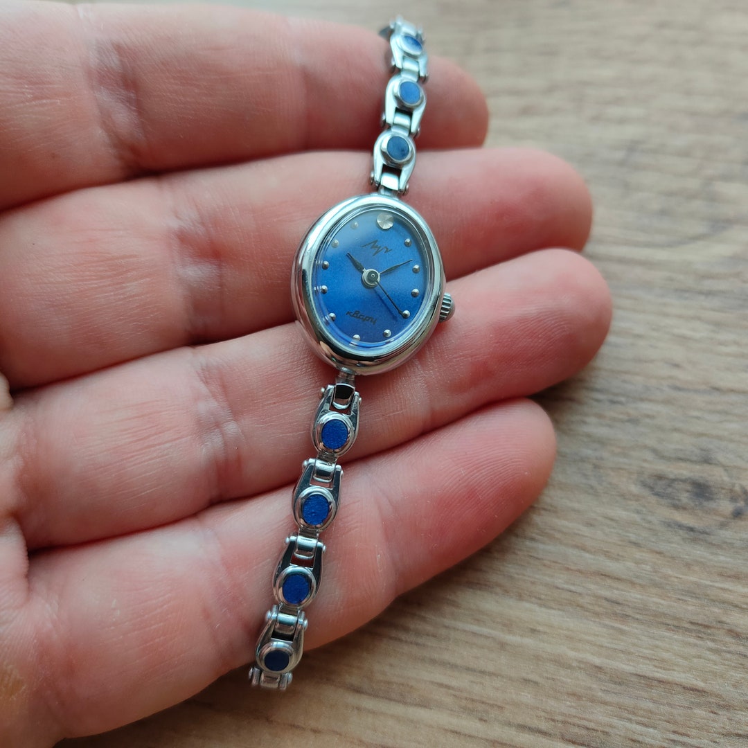 NEW Vintage Ladies Watch LUCH, Blue Watch, Soviet Watch With Battery ...