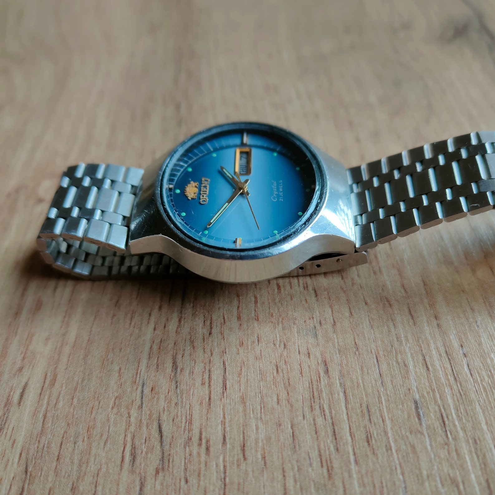 Vintage Orient Crystal Watch, Rare Blue Model, Automatic Watch ...