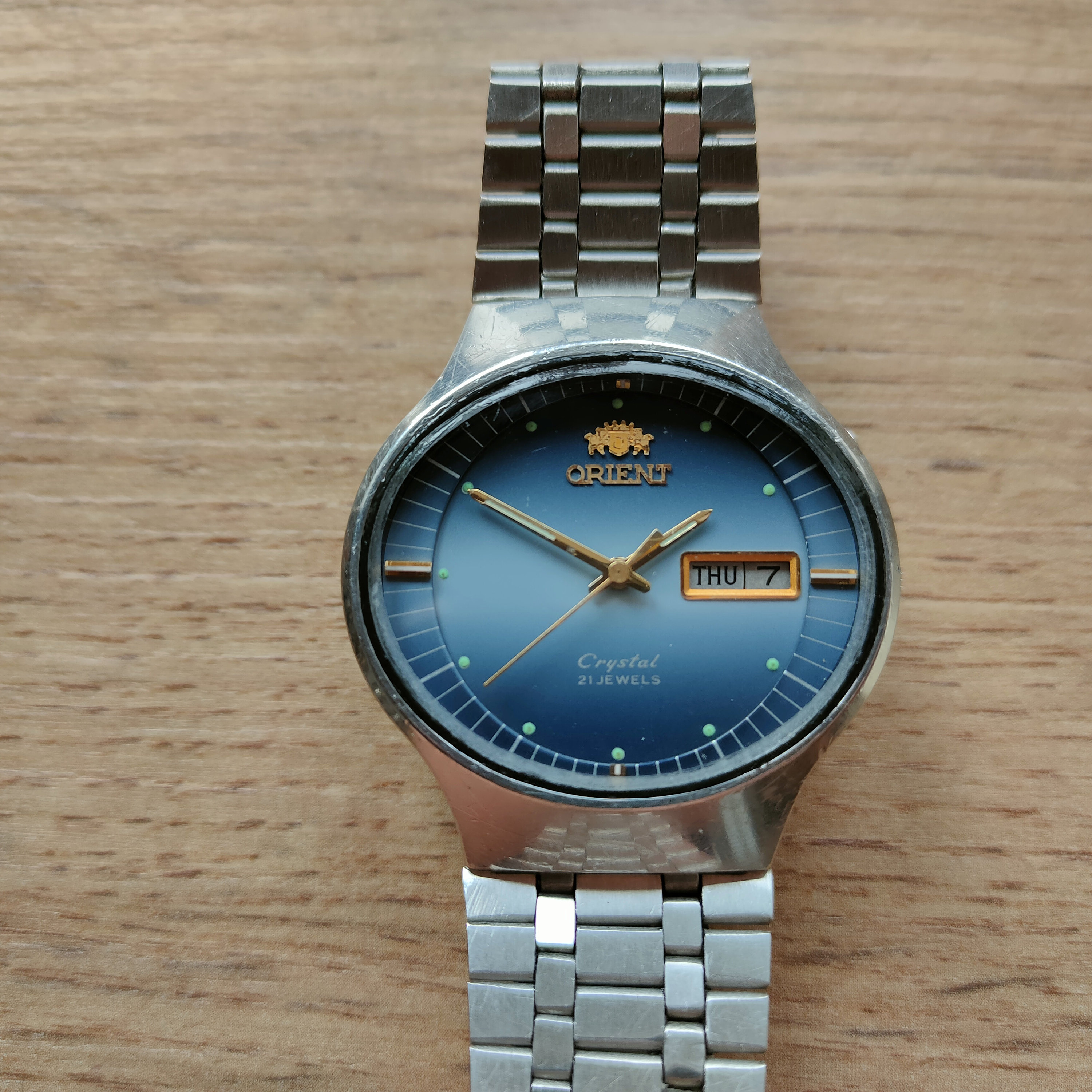 Vintage Orient Crystal Watch, Rare Blue Model, Automatic Watch ...