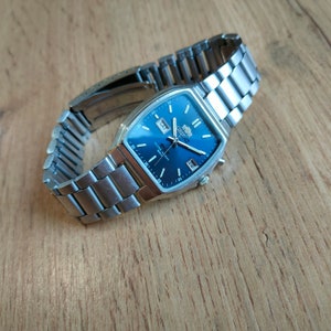 Orient Blue Square Watch, Vintage Orient Watch, Automatic Watch, Day ...