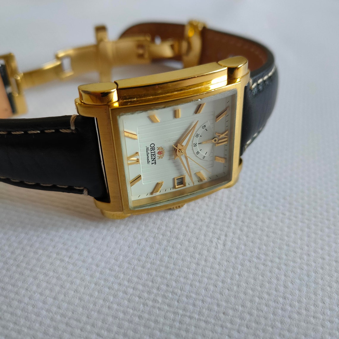 Orient square watch with Power reserve vintage orient | Etsy