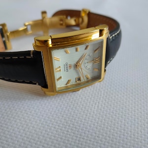 Orient square watch with Power reserve vintage orient | Etsy