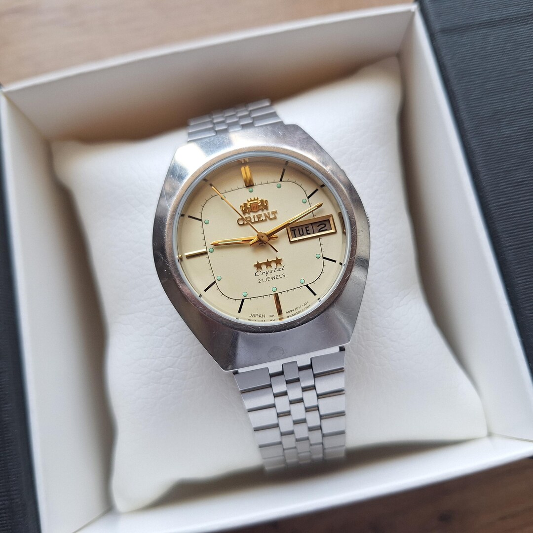 Vintage Orient Crystal Automatic Watch - Beige Dial, Japan Made - Etsy