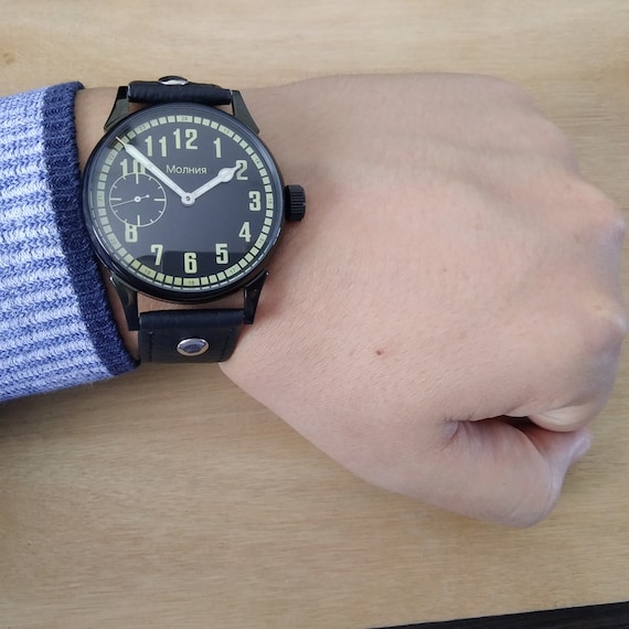Rare watch Molnija PILOT, Soviet watch, Aviator watch… - Gem