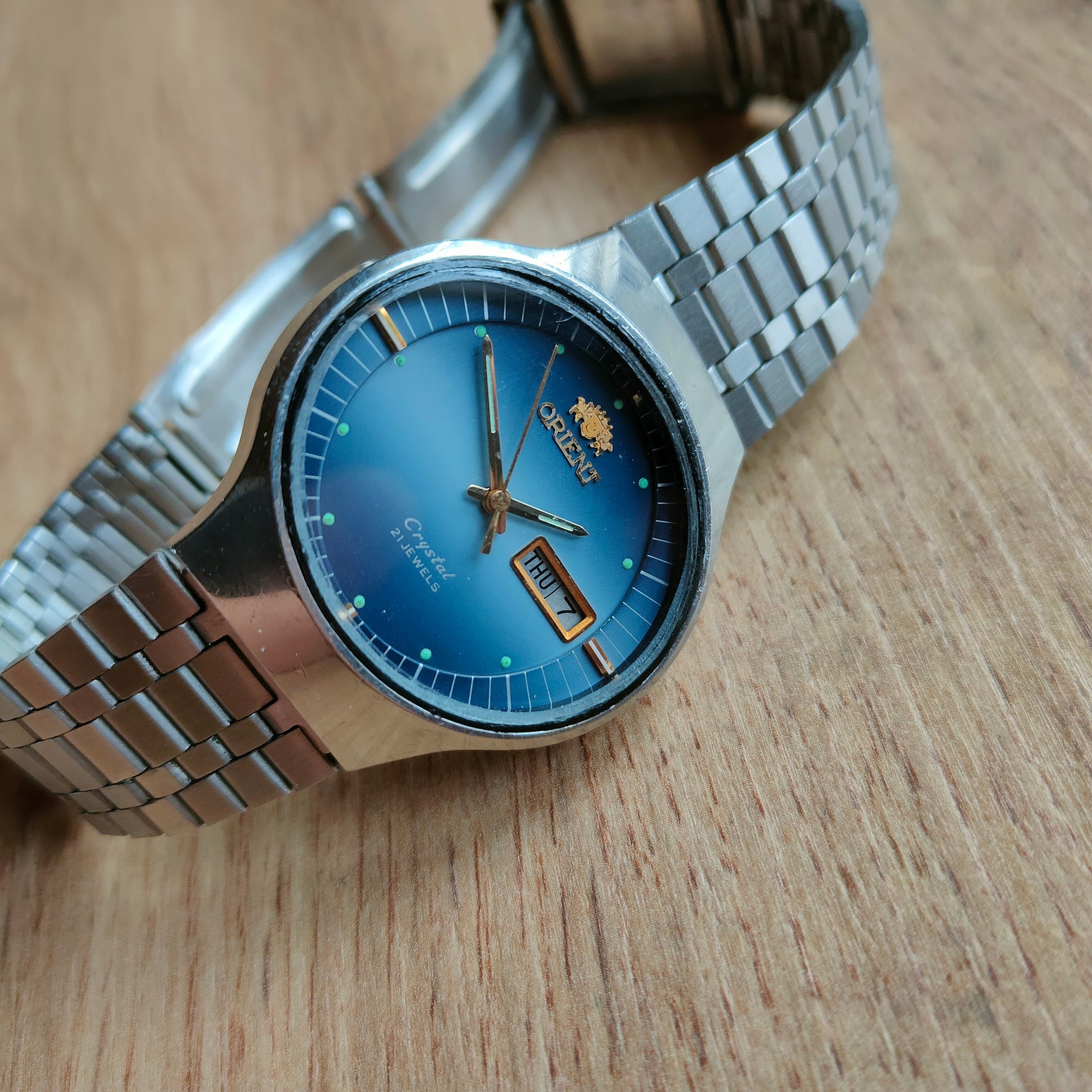 Vintage Orient Crystal Watch, Rare Blue Model, Automatic Watch ...
