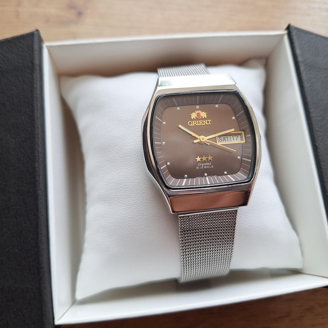 Orient Square Watch, Brown Watch, Vintage Watch, Automatic Watch, Japan ...