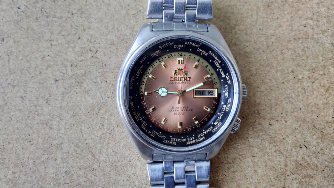 Vintage Orient Cities Watch, Automatic Watch, World Time Orient, Day ...