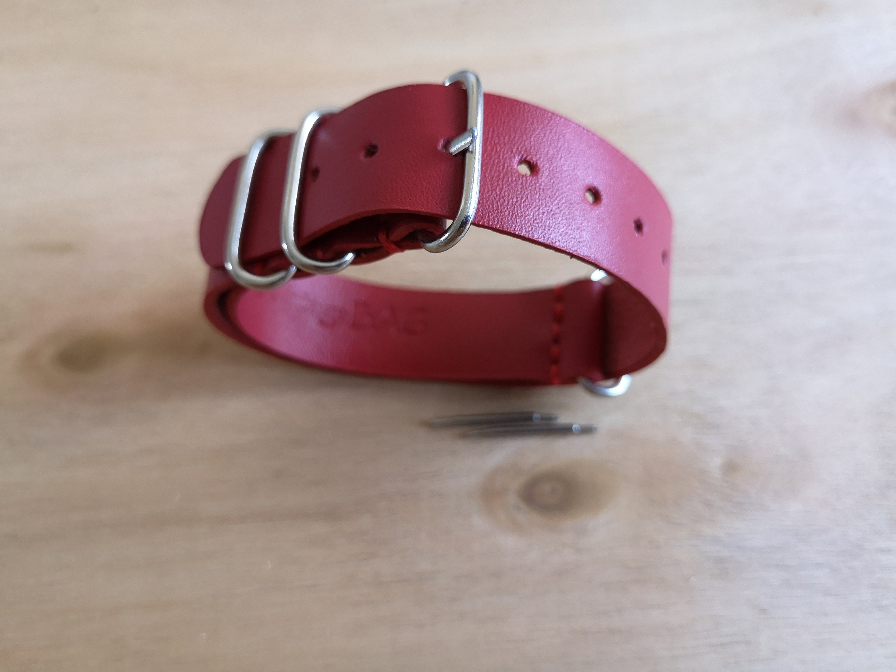 RED Leather Military Strap Genuine Leather Band Leather Strap | Etsy