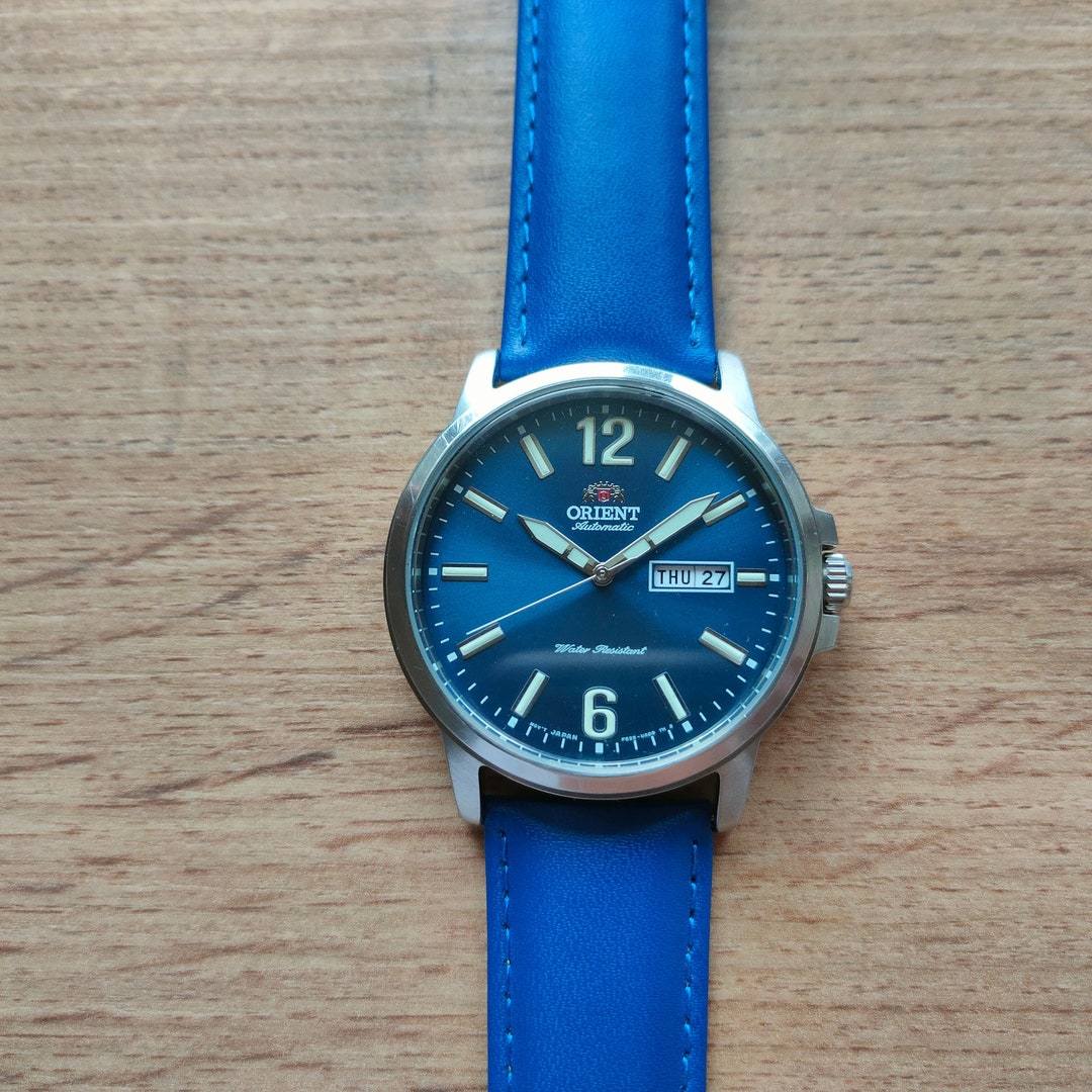Big Blue Orient Watch, Rare Japan Watch, Blue Watch, Automatic ...
