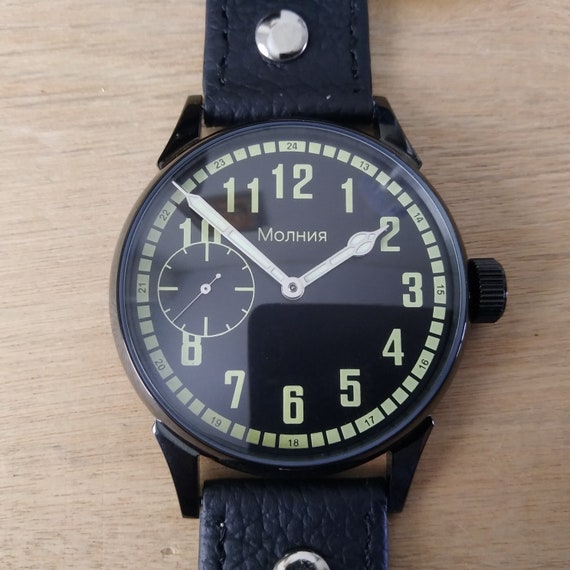 Rare watch Molnija PILOT, Soviet watch, Aviator watch… - Gem