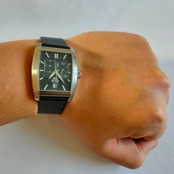 Orient black watch, square watch, vintage orient watc… - Gem