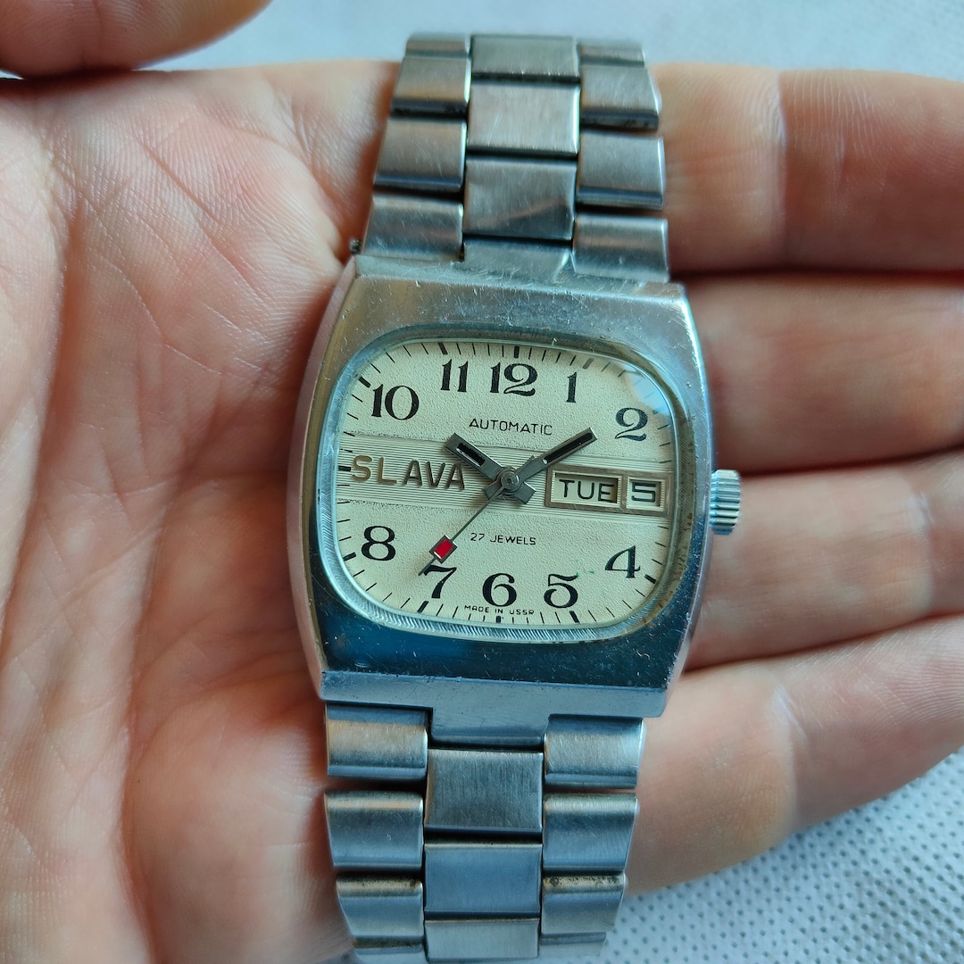 SLAVA TANK Slava TV Rare White Dial Automatic Watch Mens - Etsy