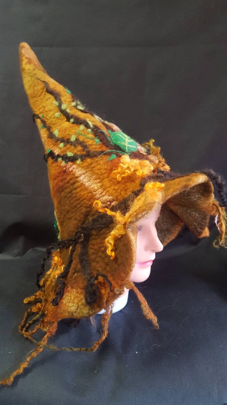 Wizard Felted Fairy Tale Hat. Forest Pixie Elf Green Witch - Etsy