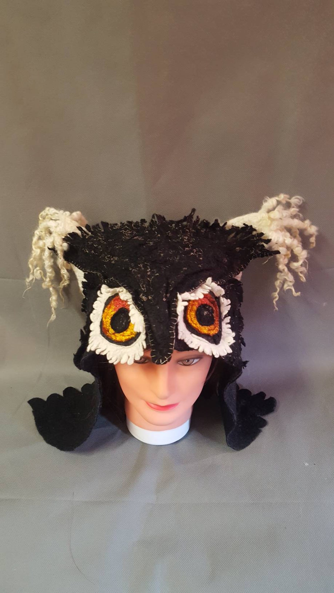 Felted Fantasy Owl Hat. Wizard Black Owl. Festival Wear - Etsy
