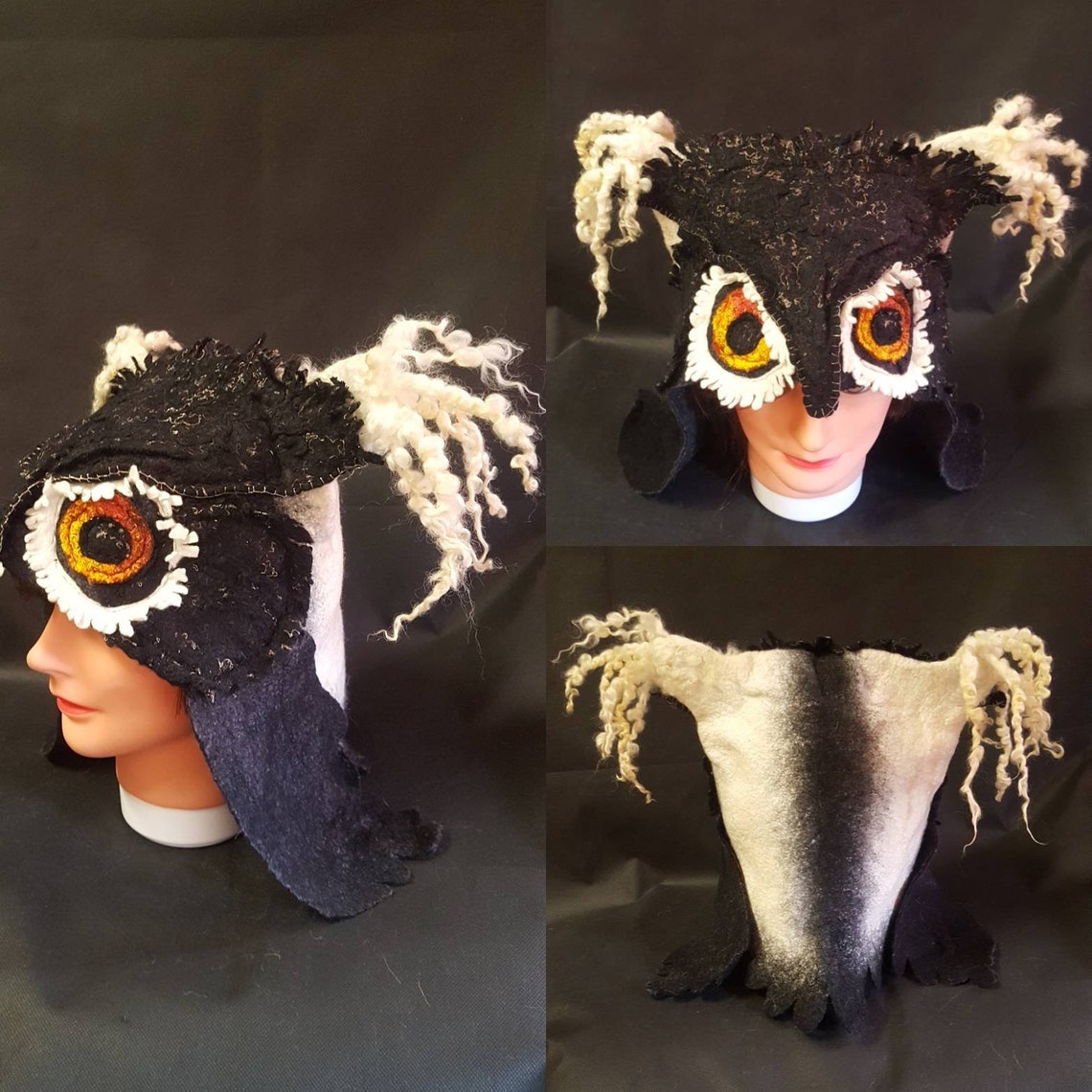 Felted Fantasy Owl Hat. Wizard Black Owl. Festival Wear - Etsy