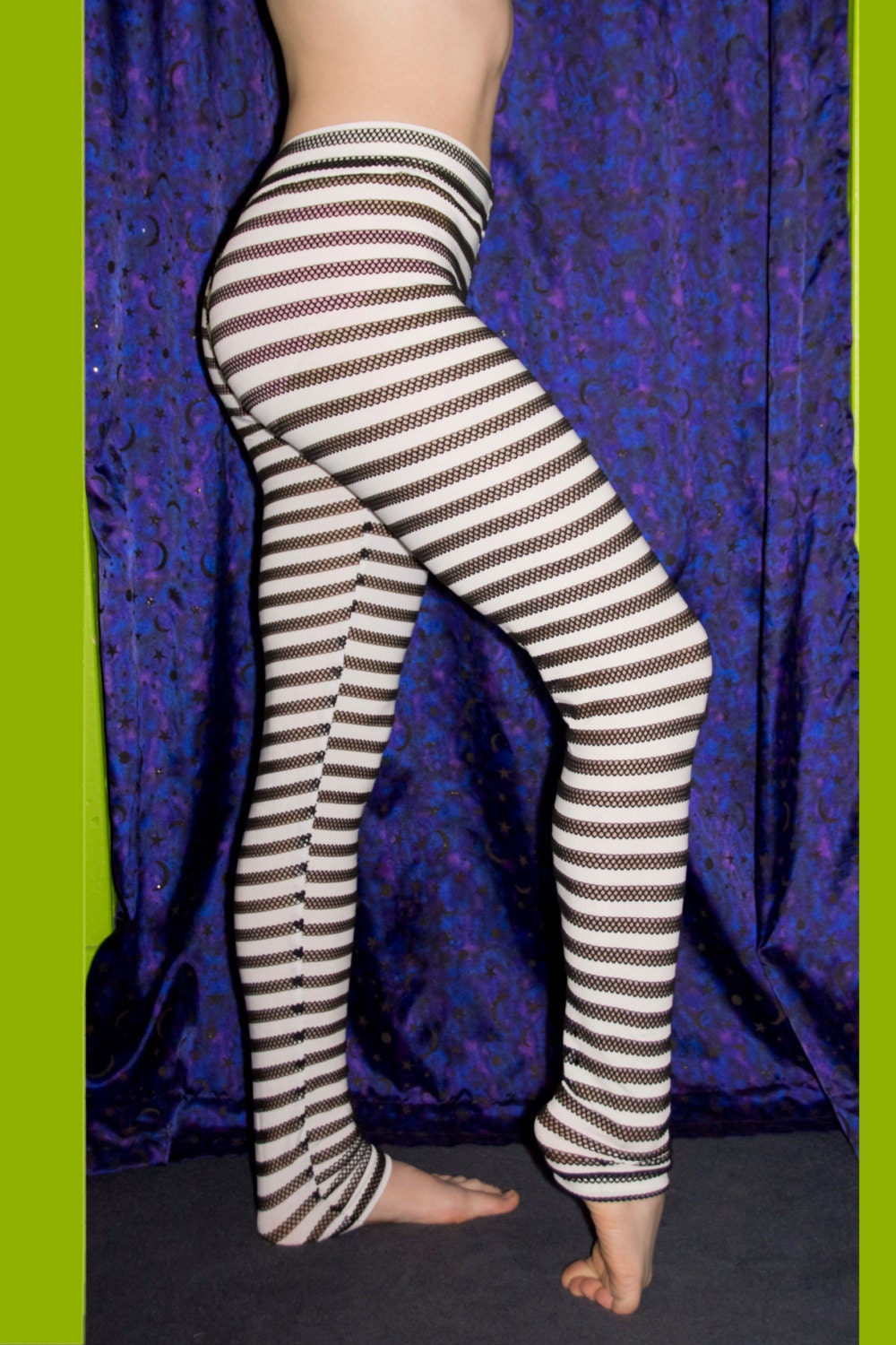 White & Black Stripe Mesh Circus Leggings Aerialist Costume - Etsy