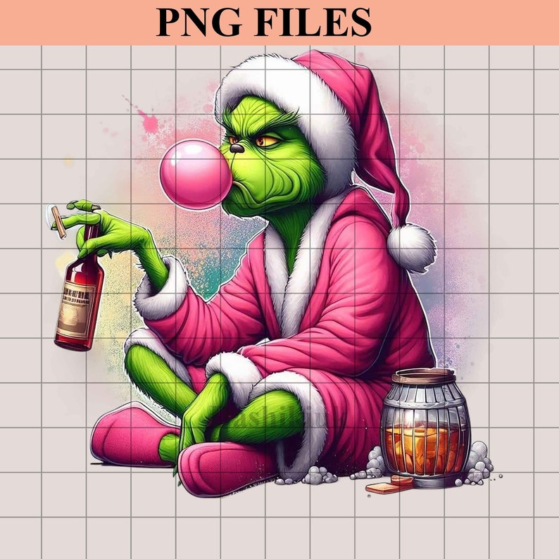Bougie Grinch Pink Png, Preppy Christmas Grinch Png, Cute Boujee Grinch ...