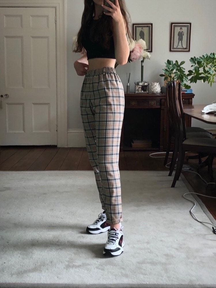 Nova Check Trousers custom Plaid Pants Women's Elegant Trousers Loose ...