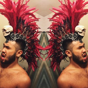FREE SHIPPING! Light-up Feather Mohawk With Skull. Burning Man. - Etsy