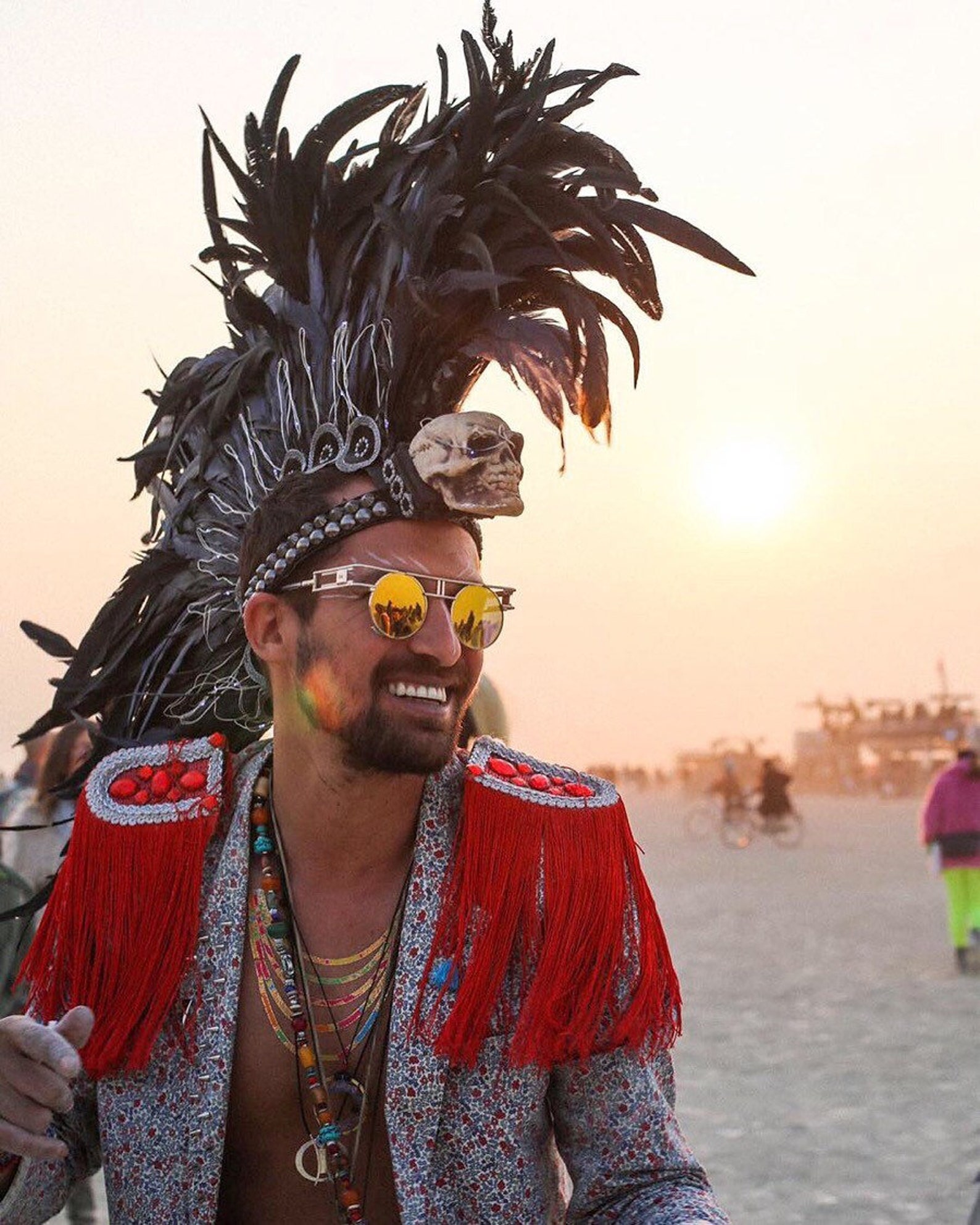 FREE SHIPPING! Light-up Feather Mohawk With Skull. Burning Man. - Etsy