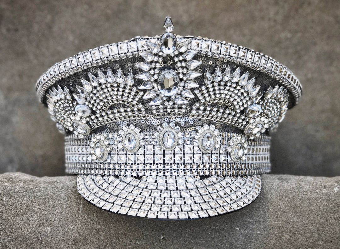 FREE SHIPPING! 'crowning Glory' Military Hat in Silver. Burning Man Hat ...
