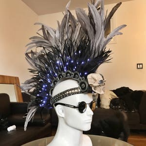 FREE SHIPPING! Light-up Feather Mohawk With Skull. Burning Man. - Etsy