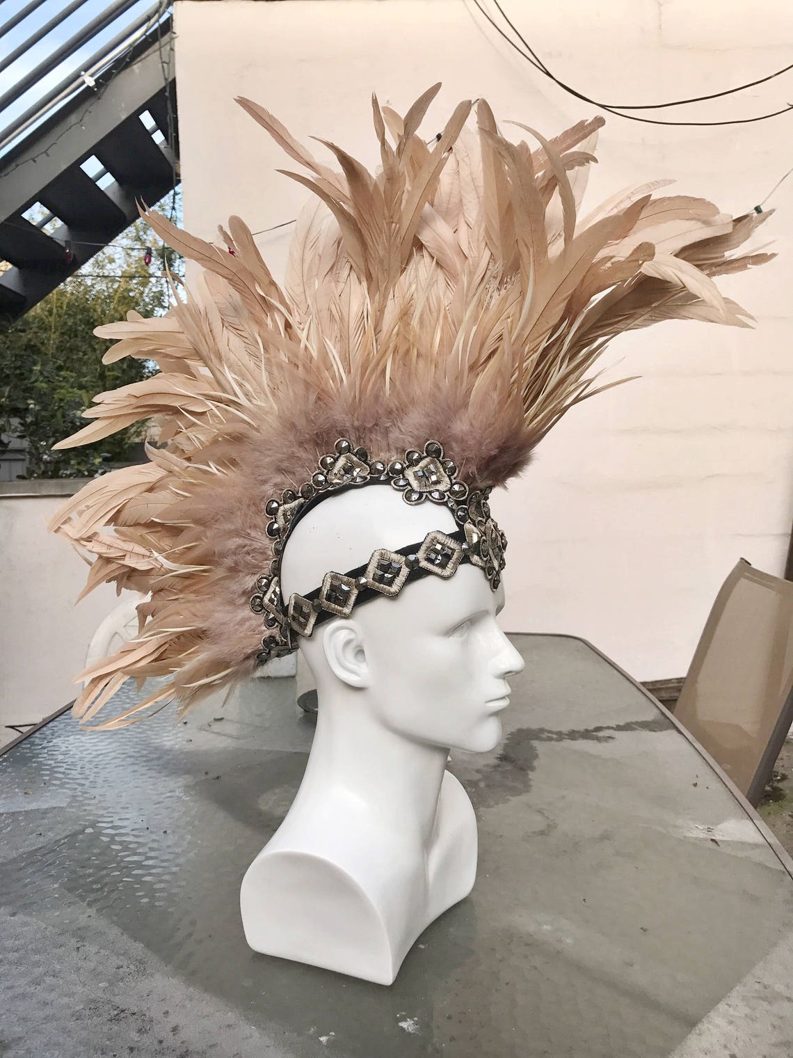 FREE SHIPPING Custom Feather Mohawk Headpiece. Burning Man. Coachella ...