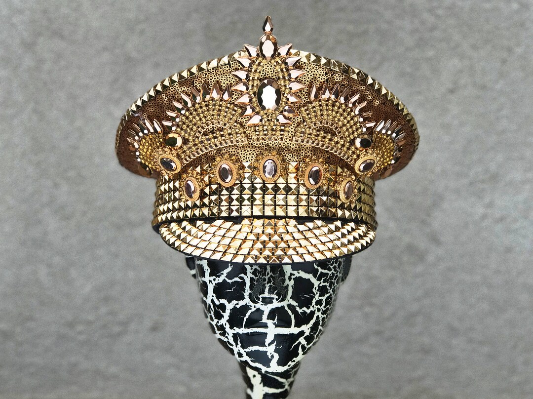 Free Shipping! Crowning Glory Military Hat in Gold. Burning Man Hat ...