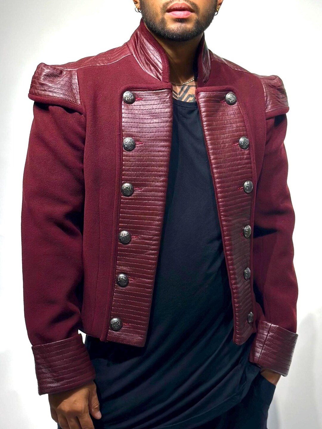 The 'SAM' Military Jacket in BURGUNDY. Burning Man. Statement Festival ...