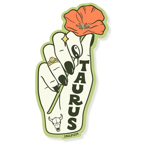 Taurus Sticker Zodiac Sticker Floral Taurus Sticker - Etsy