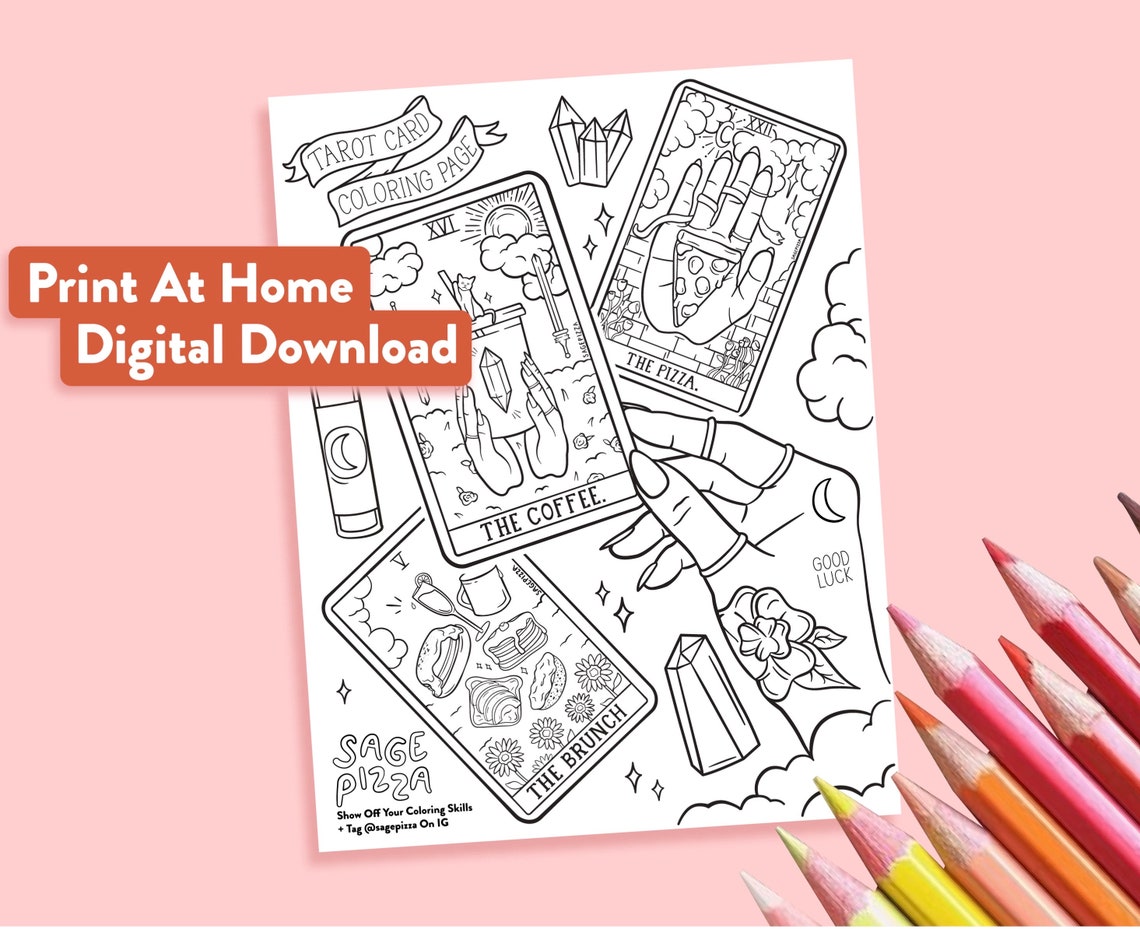 Tarot Card Coloring Page Digital Download Coloring Sheet - Etsy