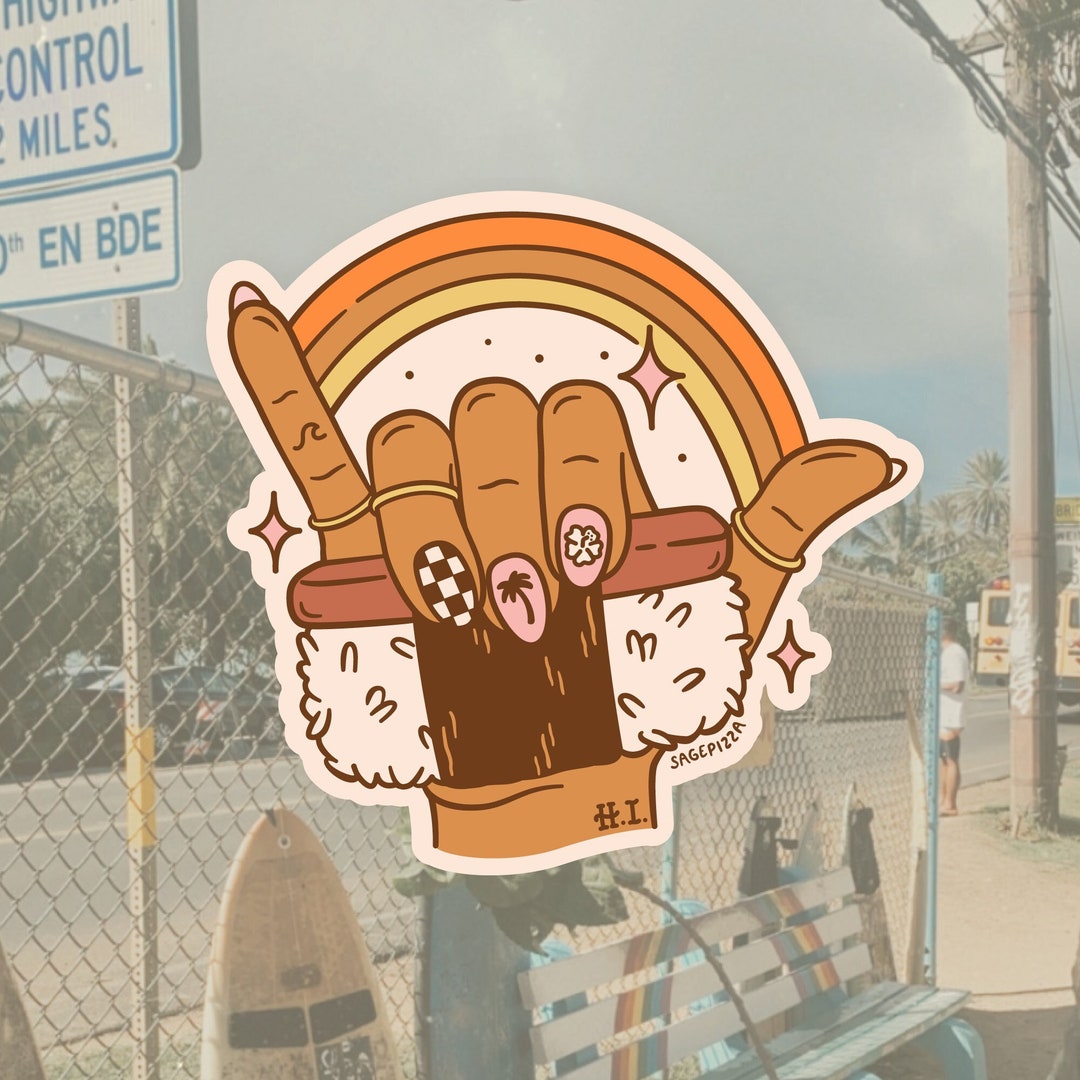 Musubi Shaka Sticker Musubi Sticker Hawaii Sticker - Etsy