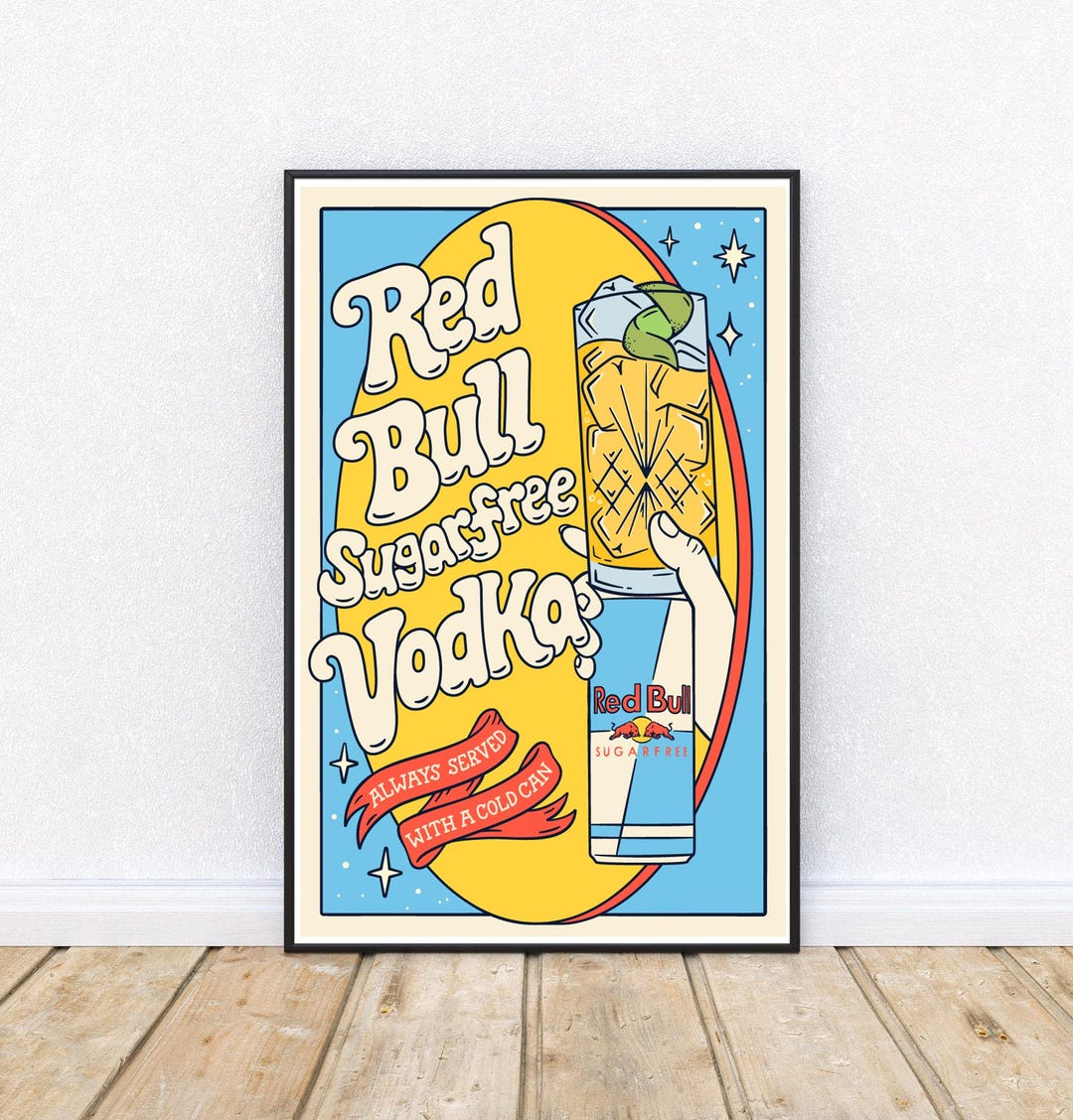Sugarfree Red Bull Vodka Bar Print - Retro Cocktail Poster (11x17) - Etsy