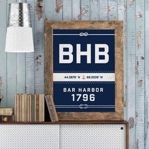 Bar Harbor Print Maine Recycled Sail Style Poster Nautical - Etsy