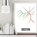 Boston Subway Map Print Boston T Transit Map Poster, Boyfriend Gift ...