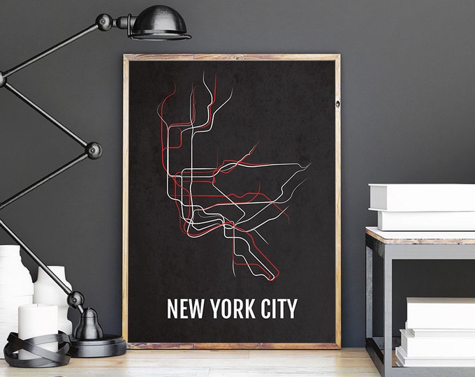NYC Print New York City Subway Transit Map Poster, Boyfriend Gift ...