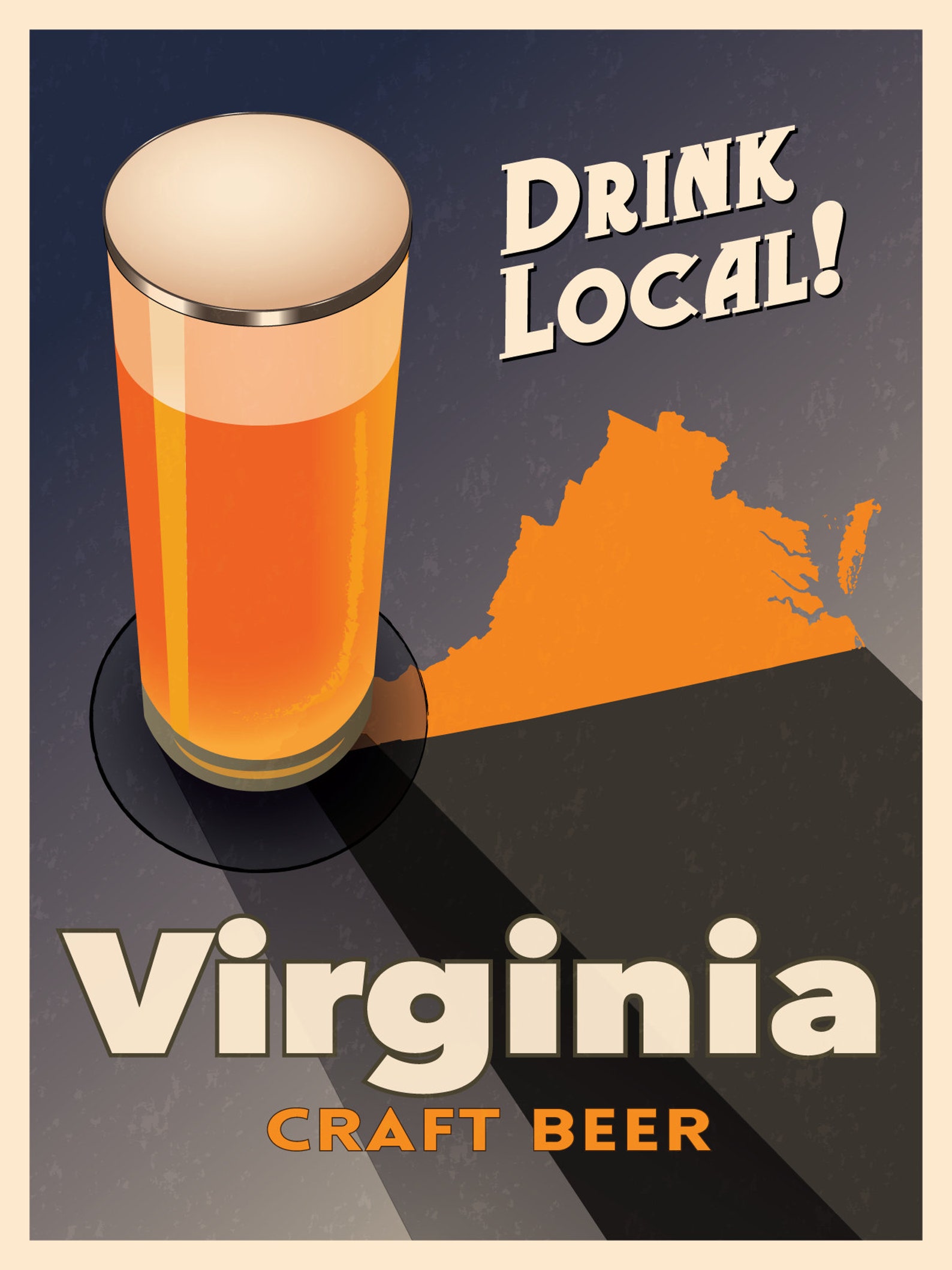 Virginia Beer Print Map VA Drink Local Craft Beer Sign - Etsy