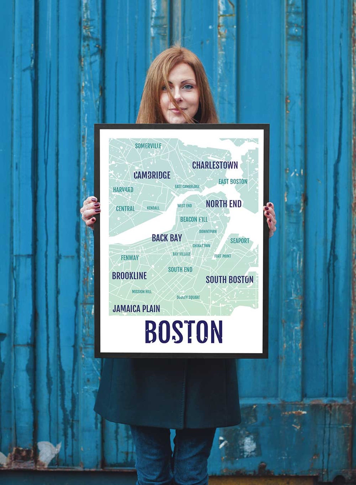 Boston Print Neighborhood City Map Subway Poster - Etsy