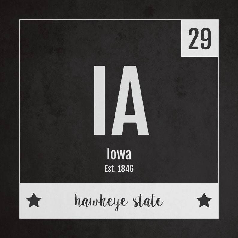 Iowa Print Periodic Table Iowa Home Wall Art Vintage Iowa | Etsy