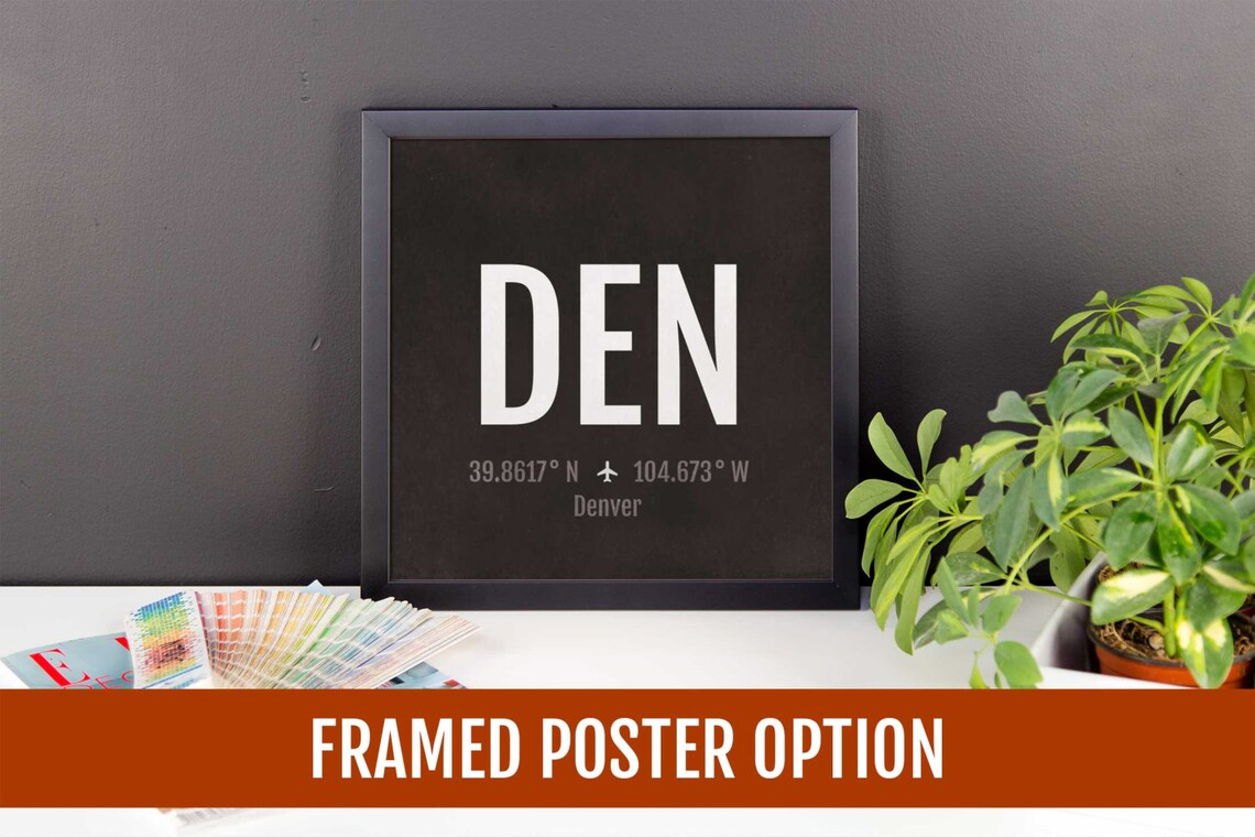 Denver Airport Code Print DEN Aviation Art Colorado | Etsy