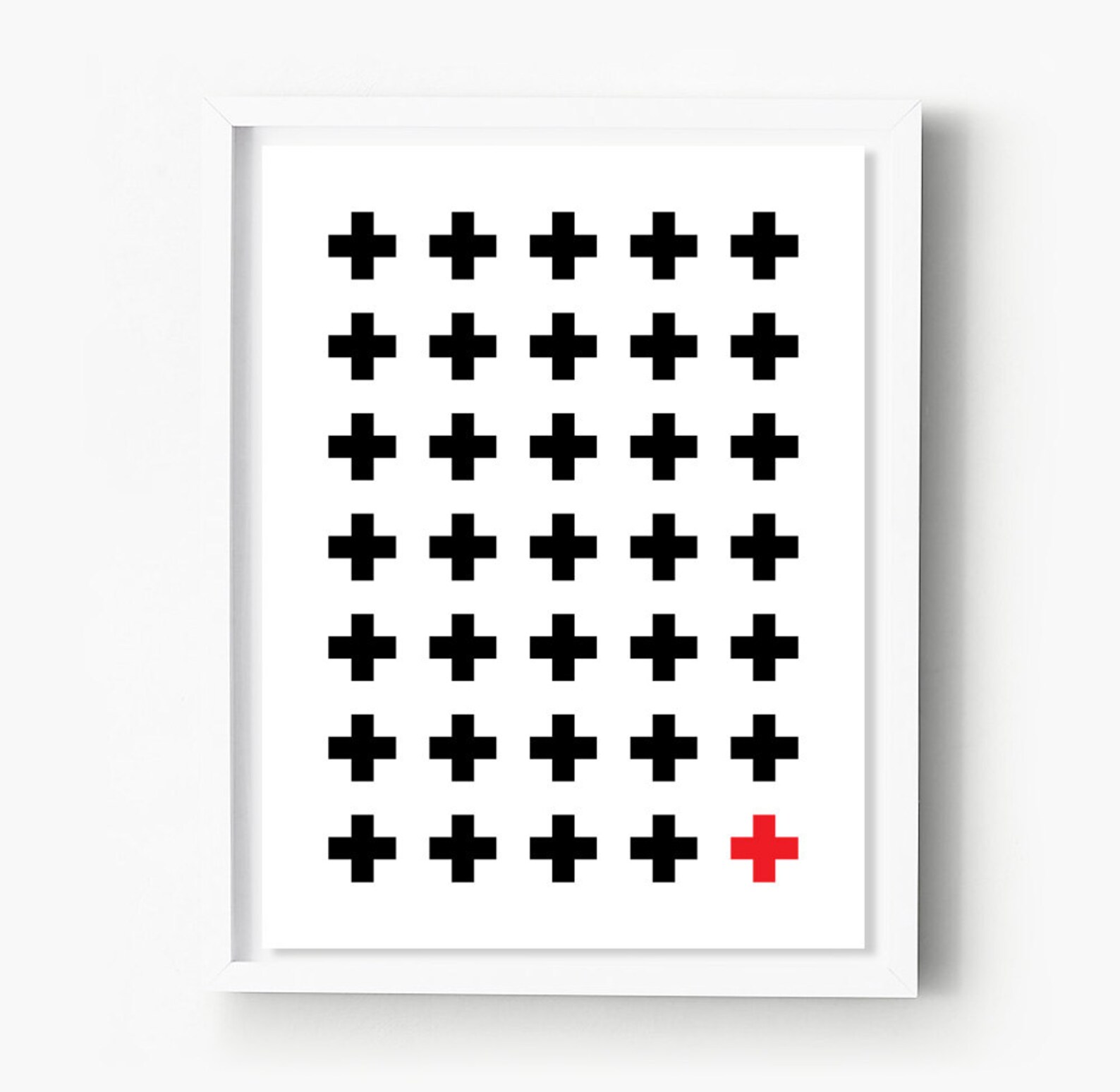 Swiss Cross Print Black and White Plus Sign Poster Swedish - Etsy