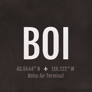 Boise Airport Code Print BOI Aviation Art Idaho Airplane Nursery Poster ...