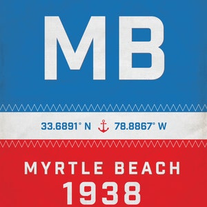Myrtle Beach Print South Carolina Recycled Sail Style Poster, Nautical ...