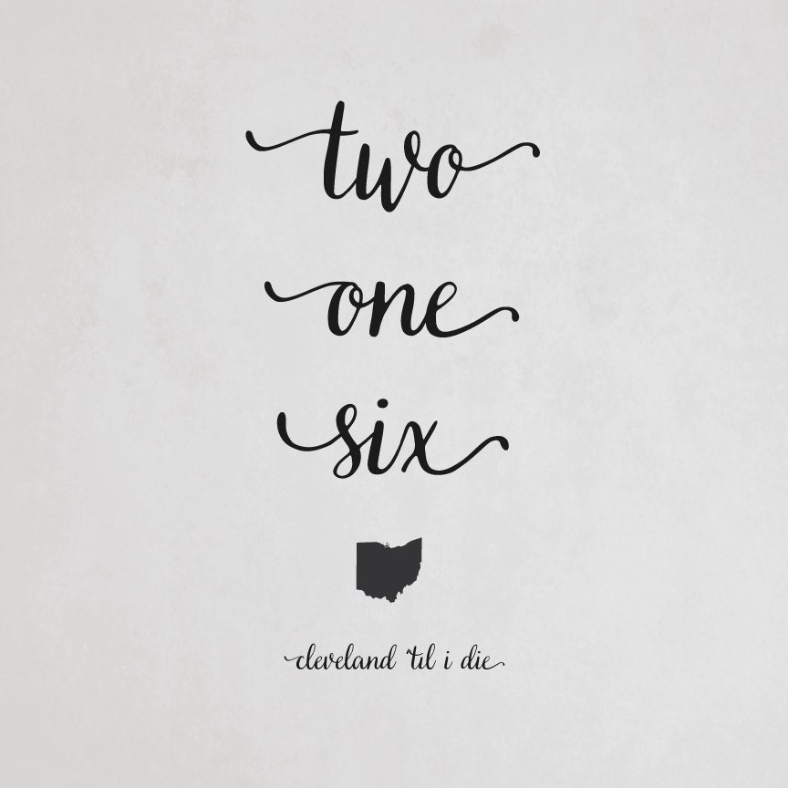 Cleveland 216 Area Code Print Ohio Typography Poster - Etsy