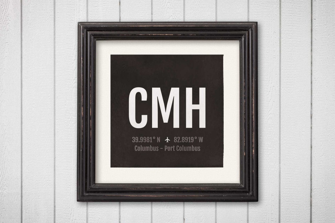 Columbus Airport Code Print CMH Aviation Art Ohio Airplane - Etsy