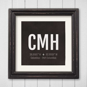Columbus Airport Code Print CMH Aviation Art Ohio Airplane - Etsy