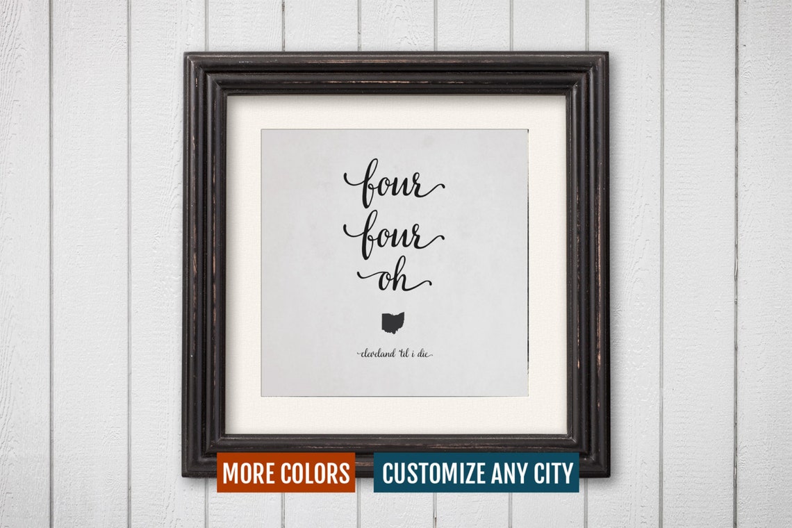 Cleveland 440 Area Code Print Ohio Typography Poster - Etsy